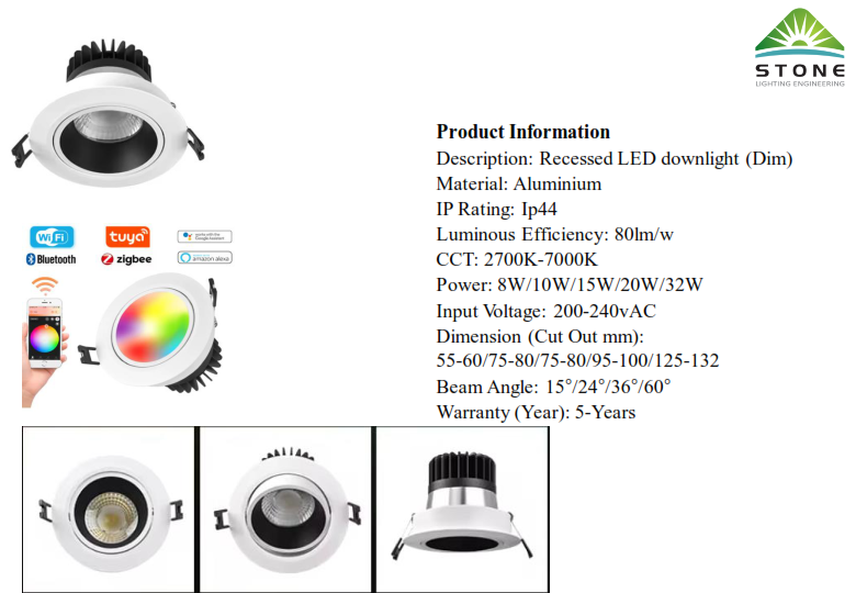 Recessed LED downlight (Dim)