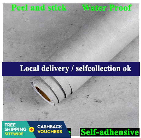 Thick Stained Concrete Wallpaper Peel and Stick Plain Grey Cement ...